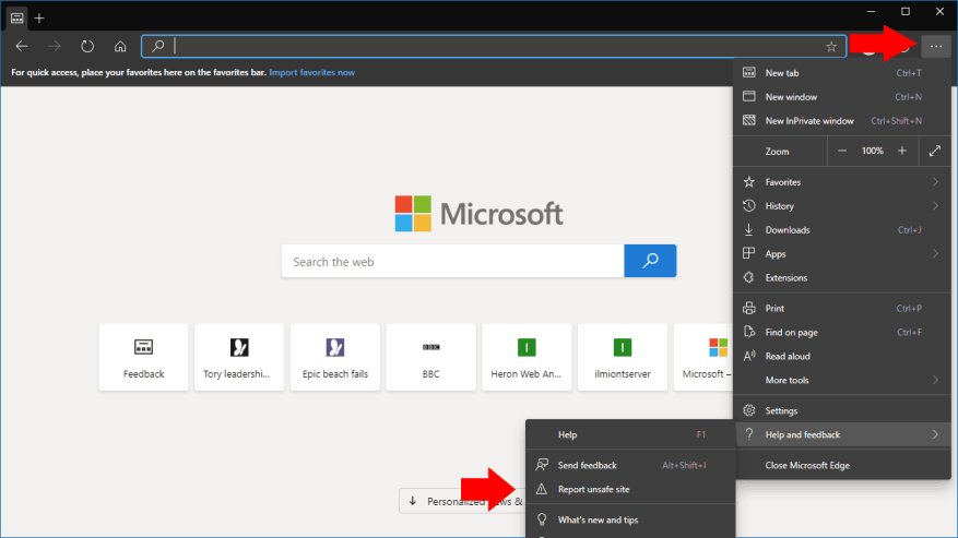 So Melden Sie Eine Unsichere Oder Sch dliche Website In Microsoft Edge Insider WindoQ